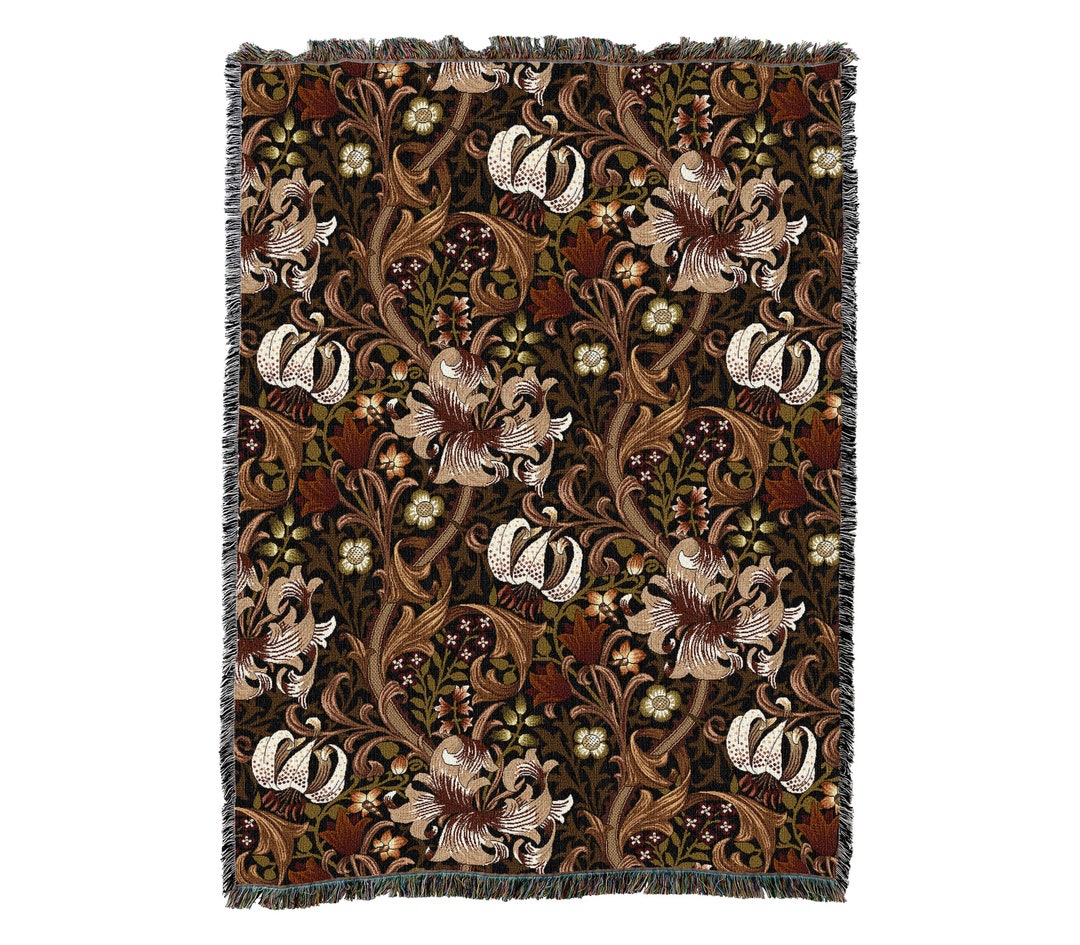 Golden Lily Sienna Arts and Crafts by William Morris Blanket Throw ...