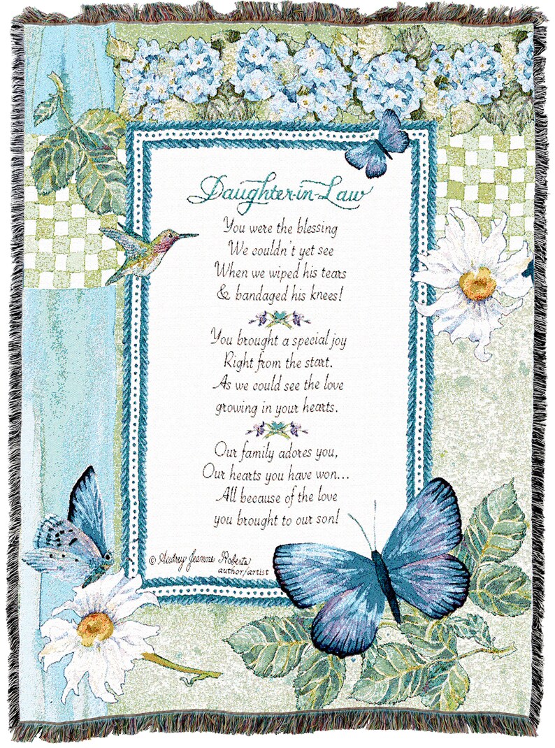 Daughter-in-law Poem - Audrey Jean Roberts - Cotton Woven Blanket Throw ...