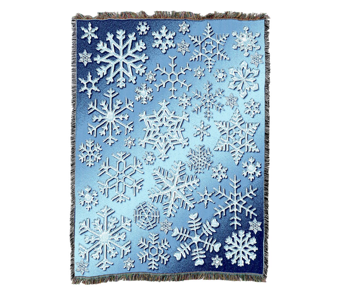 Snowflakes Cotton Woven Blanket Throw Made in the USA 72x54 - Etsy
