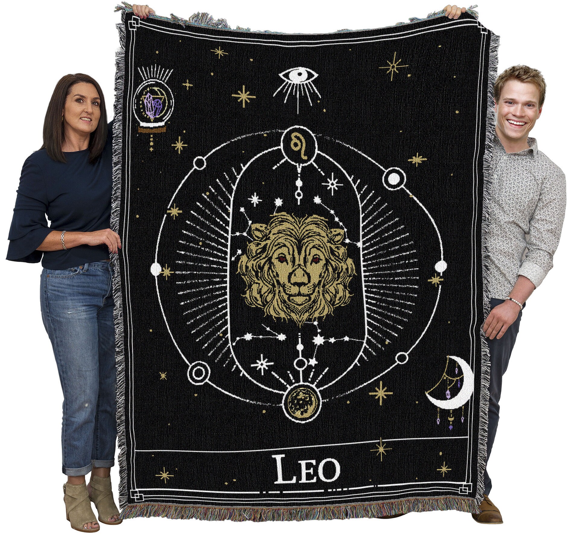 Leo Horoscope Tarot Card, Constellation Pattern, Textured Woven Throw ...