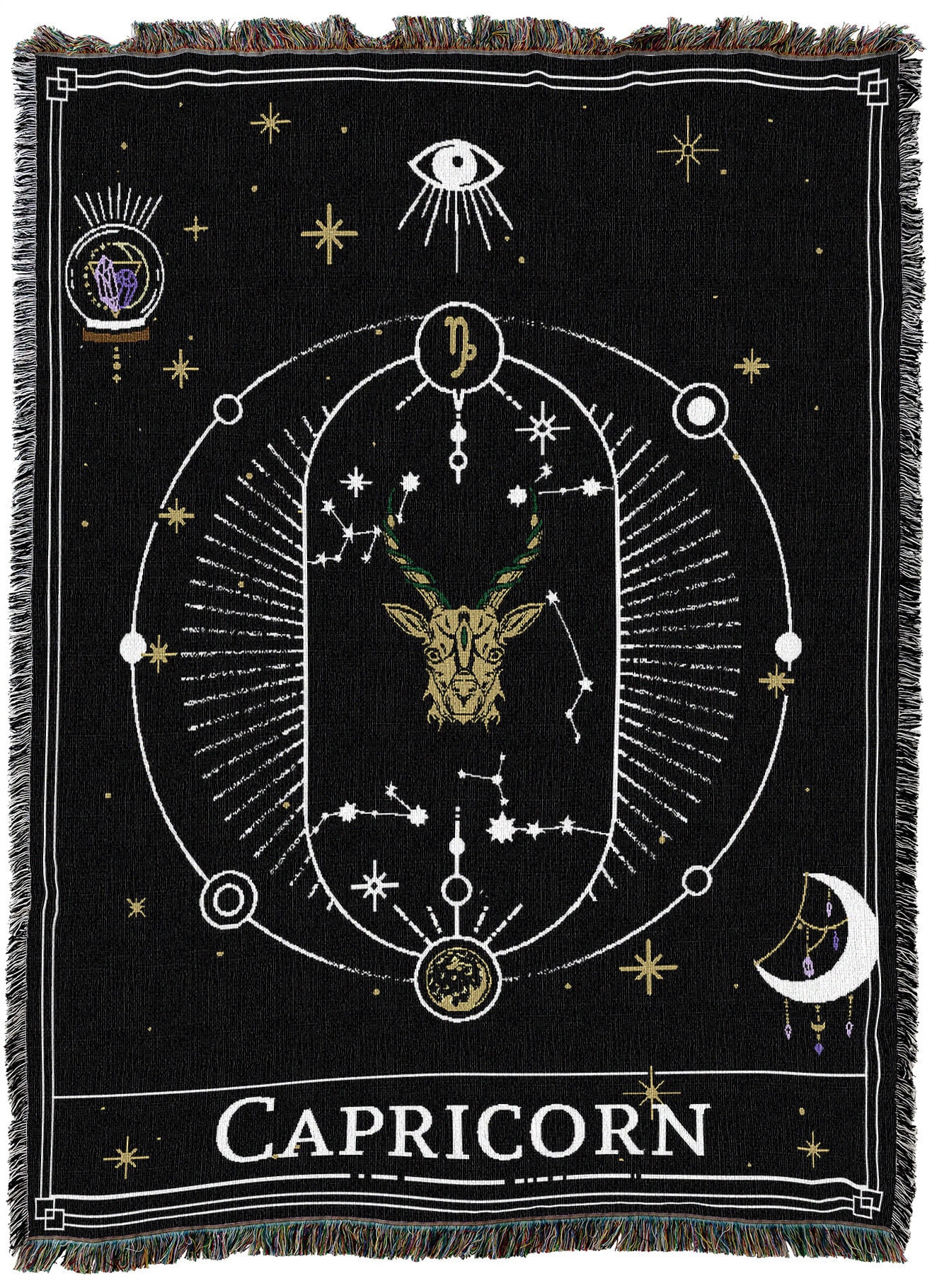 Capricorn Horoscope Tarot Card, Constellation Pattern, Textured Woven ...