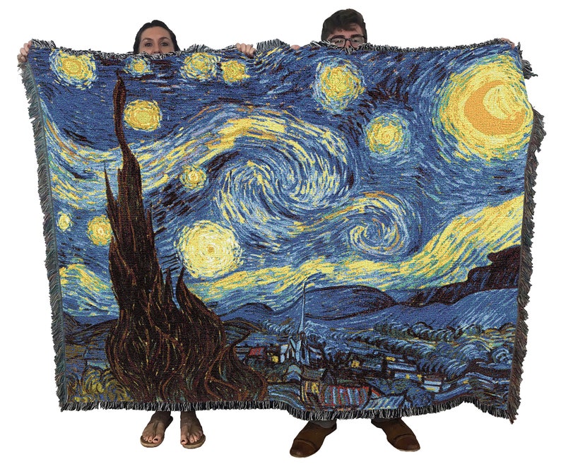 Starry Night Woven Tapestry Throw Blanket by Vincent Van Gogh, Large ...