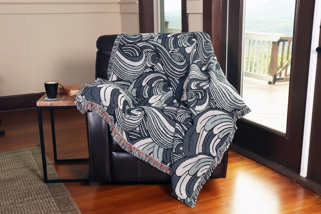 Serene Waves Blanket Shade - Patterns Gift Tapestry Throw Woven From ...