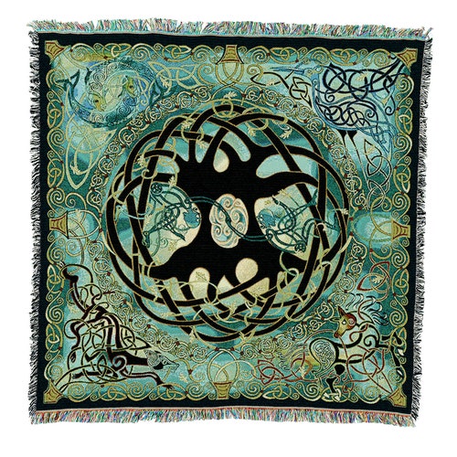 Irish Celtic Tree of Life Woven Tapestry Throw Blanket by Jen - Etsy