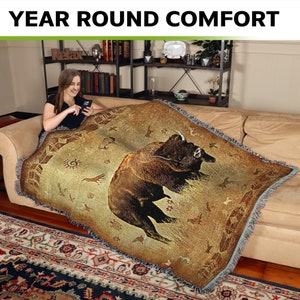 Bison - Greg Giordano - Cotton Woven Blanket Throw - Made in the USA ...