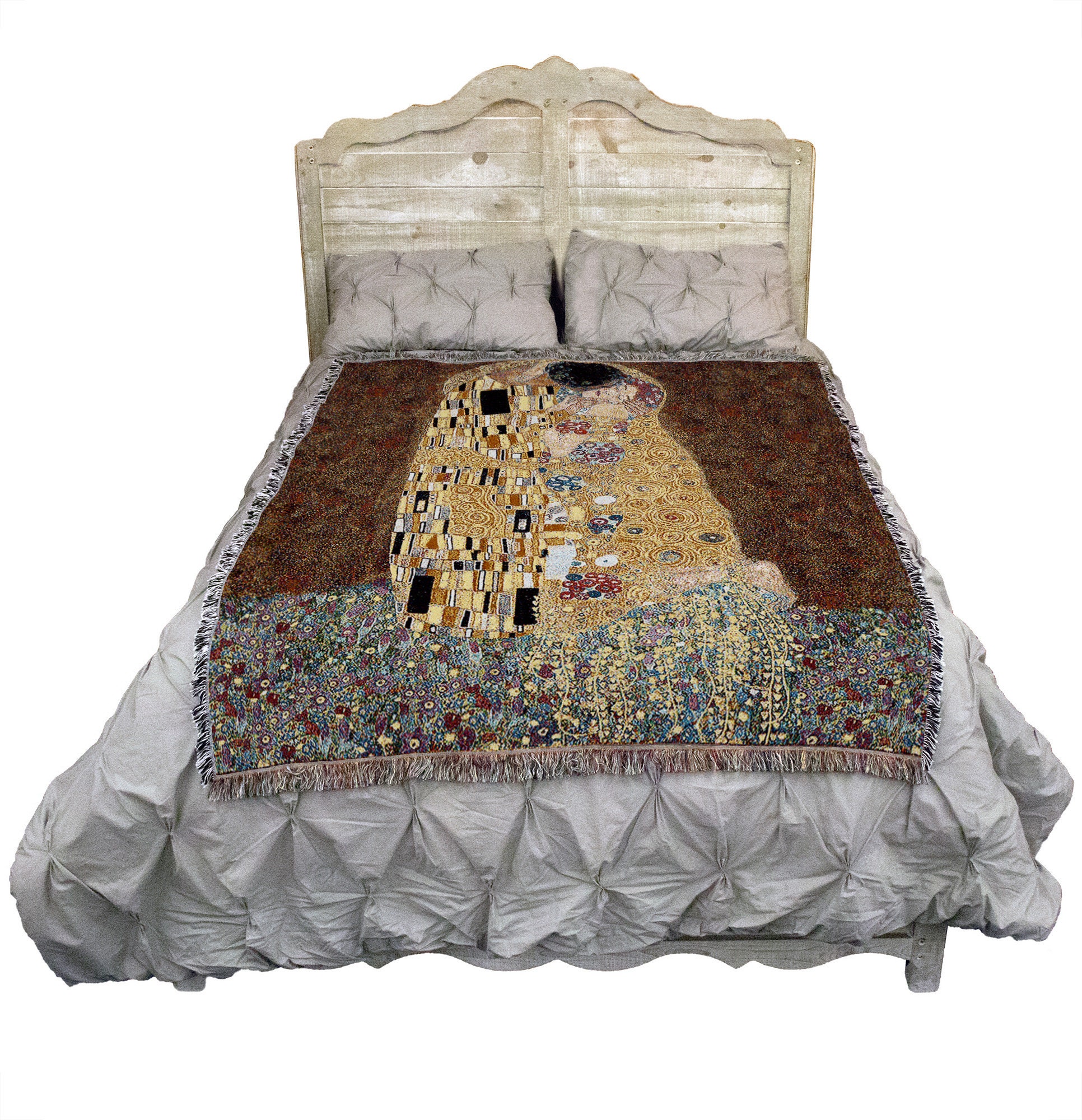 The Kiss Gustav Klimt Cotton Woven Blanket Throw Made in - Etsy