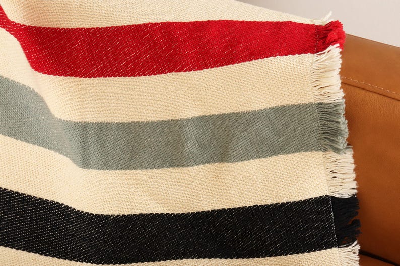 Ohio State Stripe Woven Throw - Creme Blanket With Red, Gray & Black ...