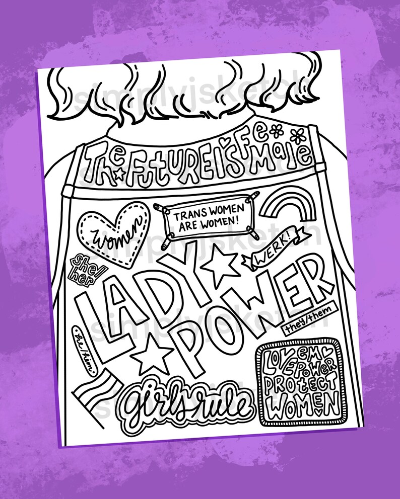 Feminist Things Coloring Page Printable *now Includes Digital Coloring ...