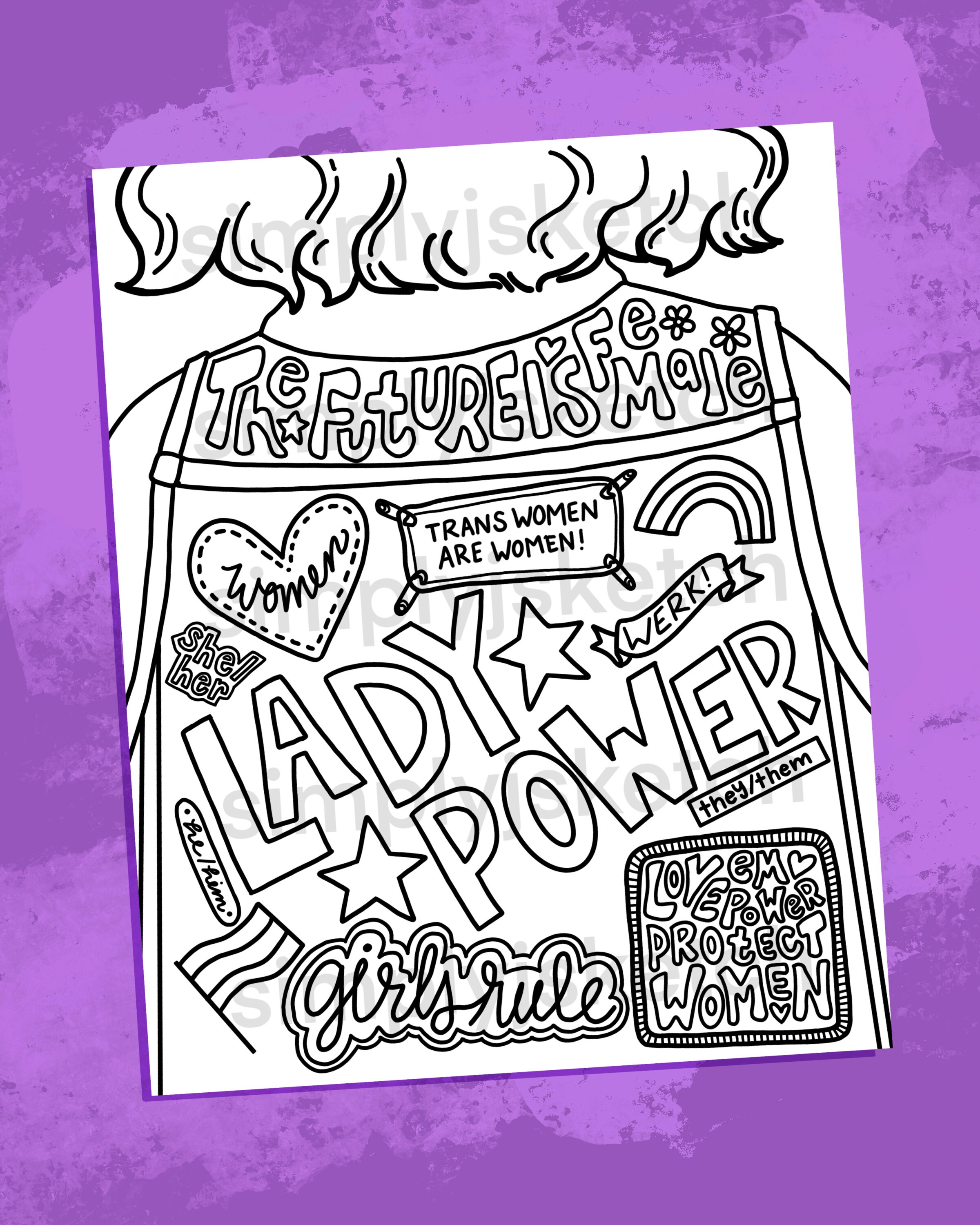Feminist Things Coloring Page Printable *now Includes Digital Coloring ...