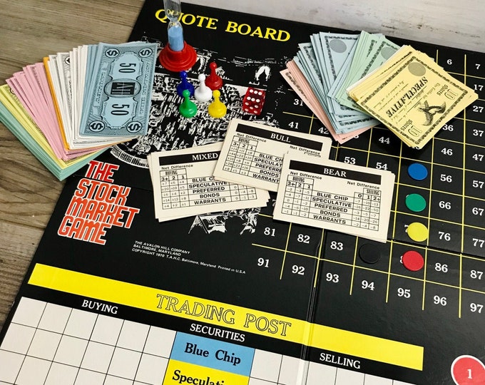 1970 the Stock Market Bookcase Bookshelf Game Night Avalon - Etsy Canada