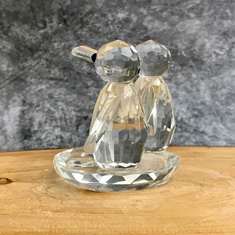 Glass Crystal Penguins Penguin Pair on Ice Floe Clear Frosted - Etsy