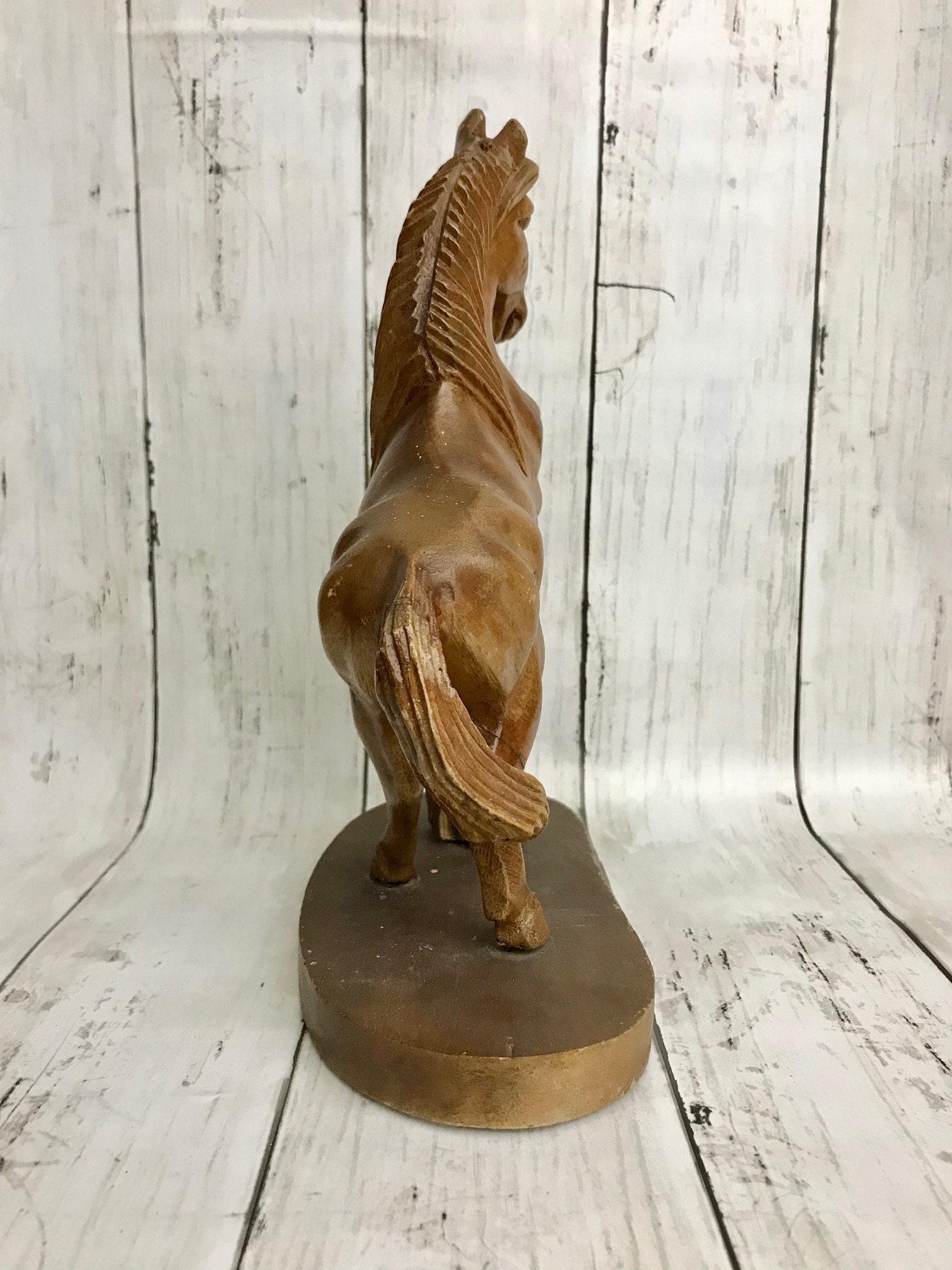 Rearing Stallion Wood Wooden Carved Horse Vintage Equestrian - Etsy