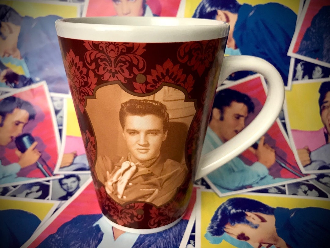 Elvis Presley Coffee Cup Mug Signature EPE Ceramic Two Sided Sepia Tone ...