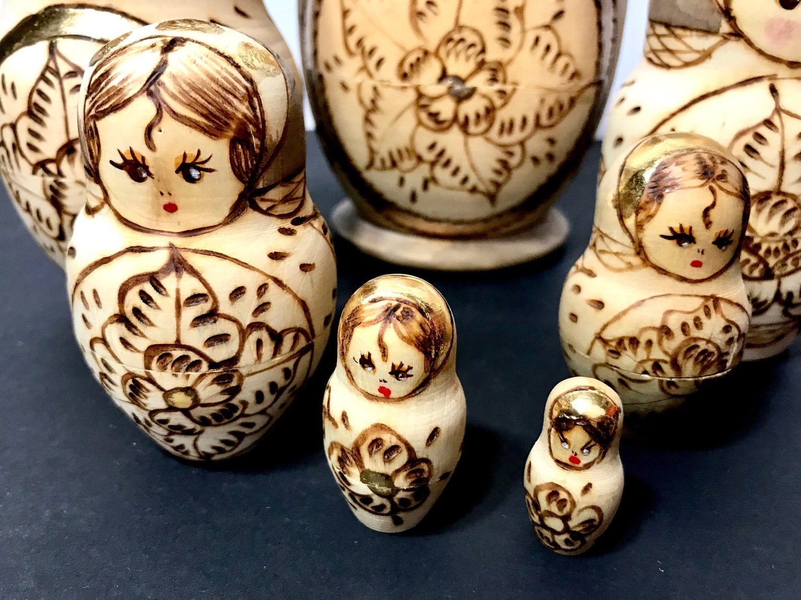 Matryoshka Russian Style Nesting Dolls Wooden Wood Burning - Etsy Canada