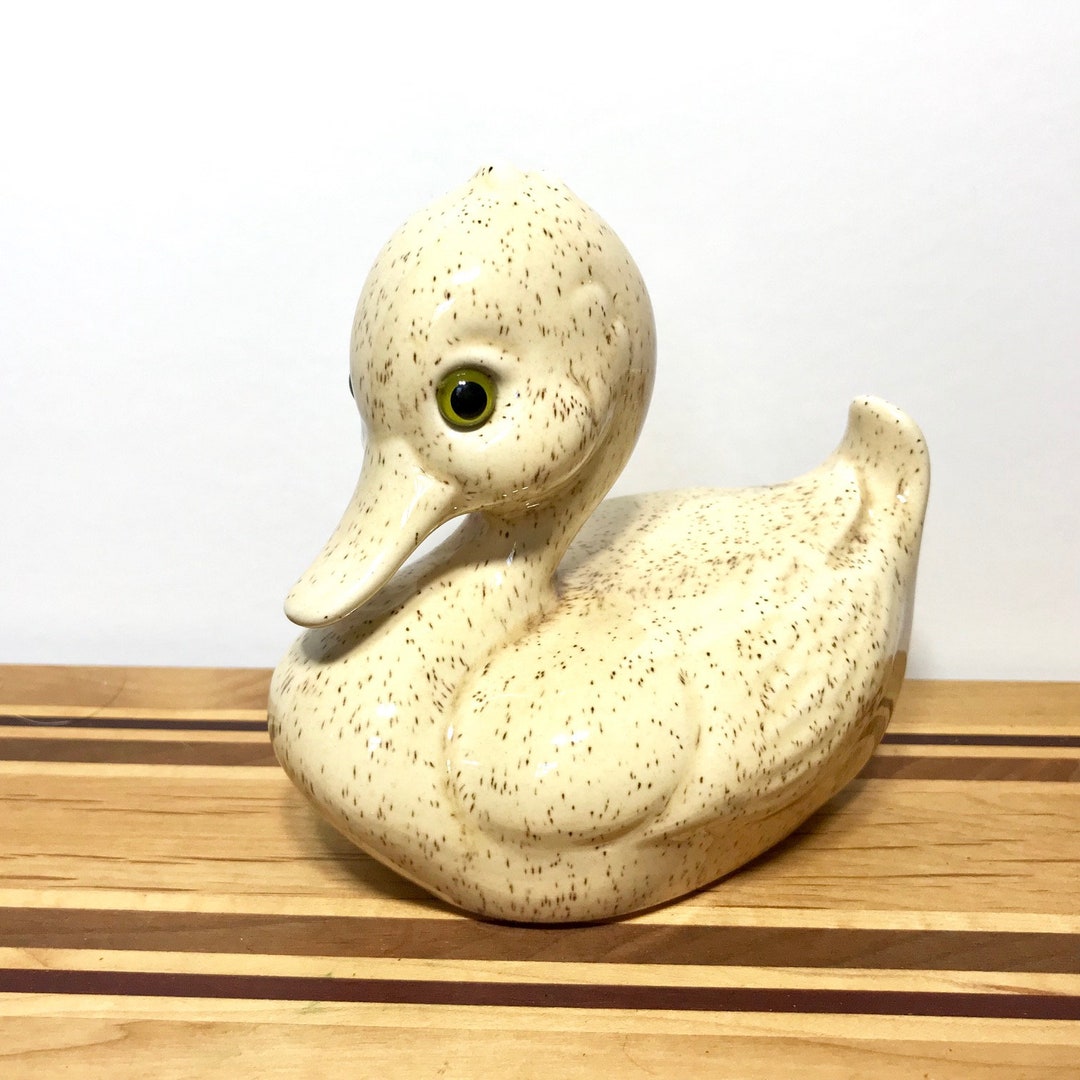 Canadiana Pottery Duck Green Glass Eyes Alfred Dube Vintage Canada ...
