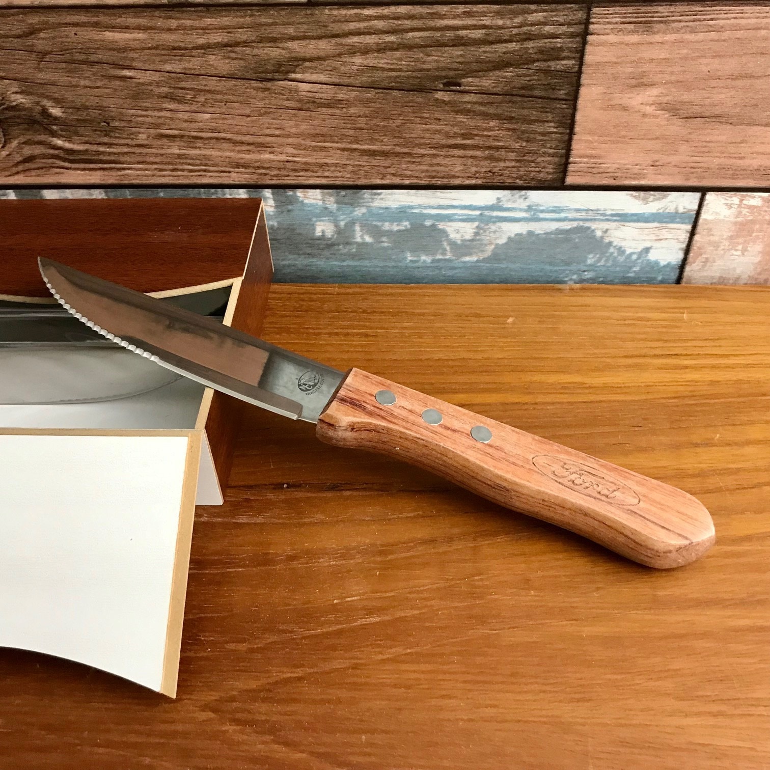 Steak Knives Ford Logo Set 6 Motor Company Niagara Cutlery Wood Handle ...