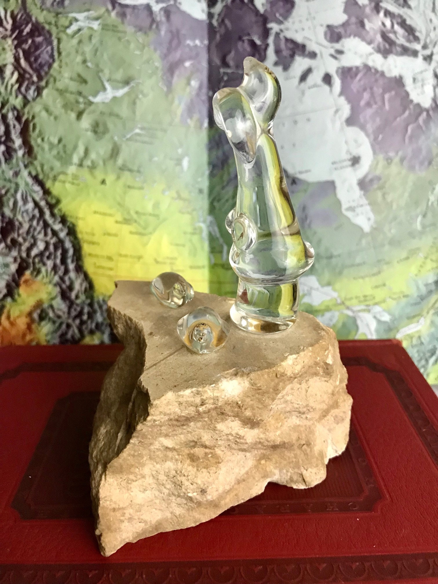 Inuit Figure Clear Glass Seals Seal Pups Stone Base Vintage - Etsy