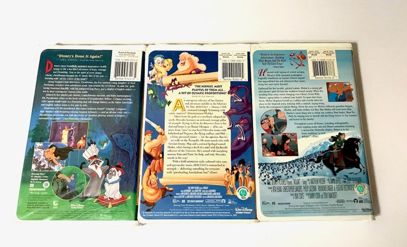 Lot Of 3 Disney Masterpiece Vhs Movies Mulan Hercules Etsy