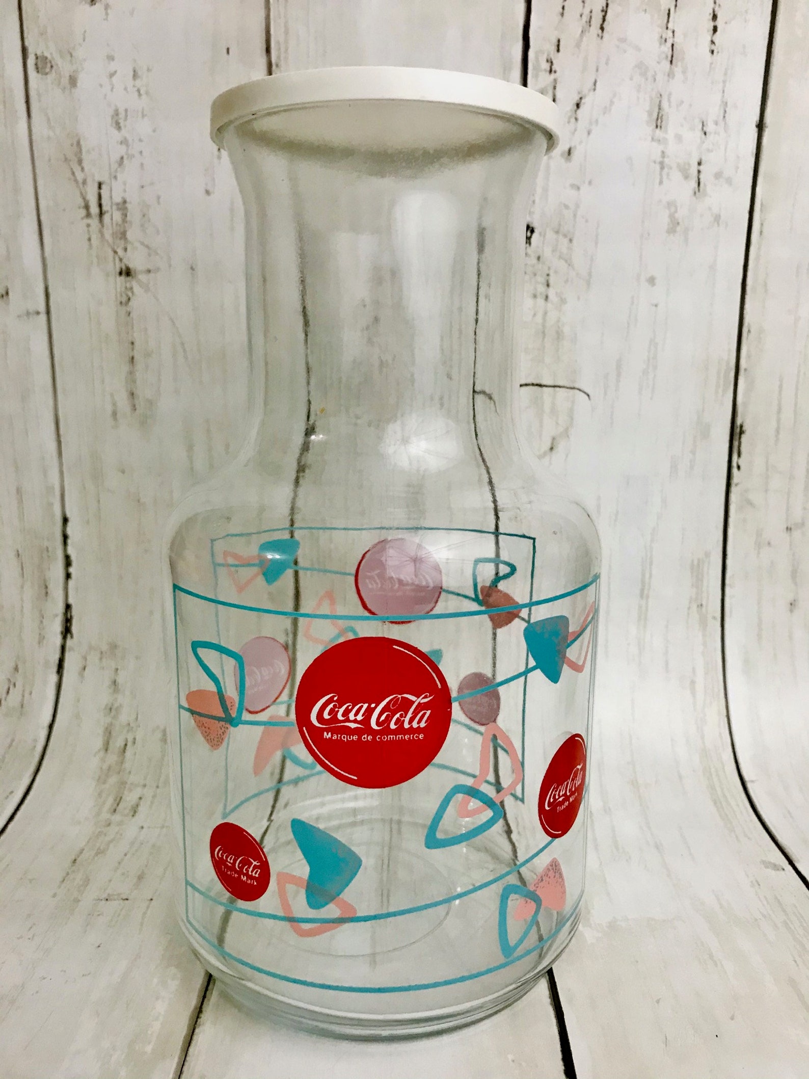 Rare Coca-cola Coke Licensed Glass Carafe & Lid Bilingual Made in ...