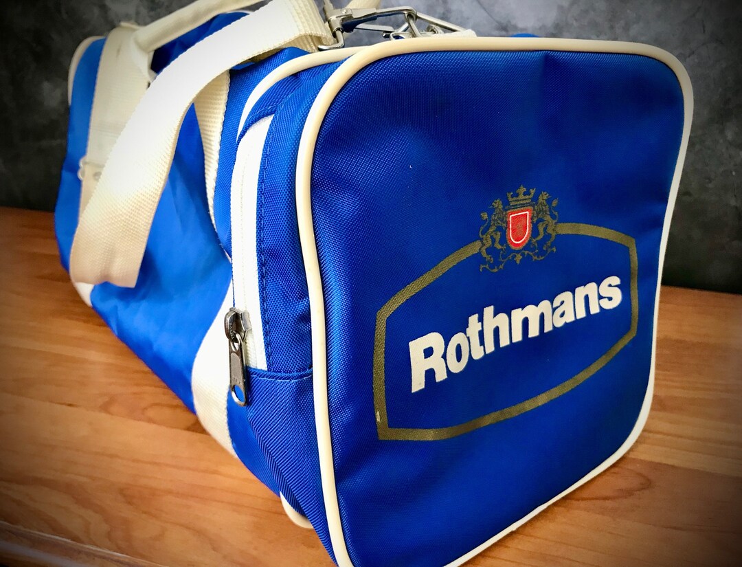 Vintage Rothmans Cigarettes Tobacco Duffle Duffel Bag Zippered Blue ...