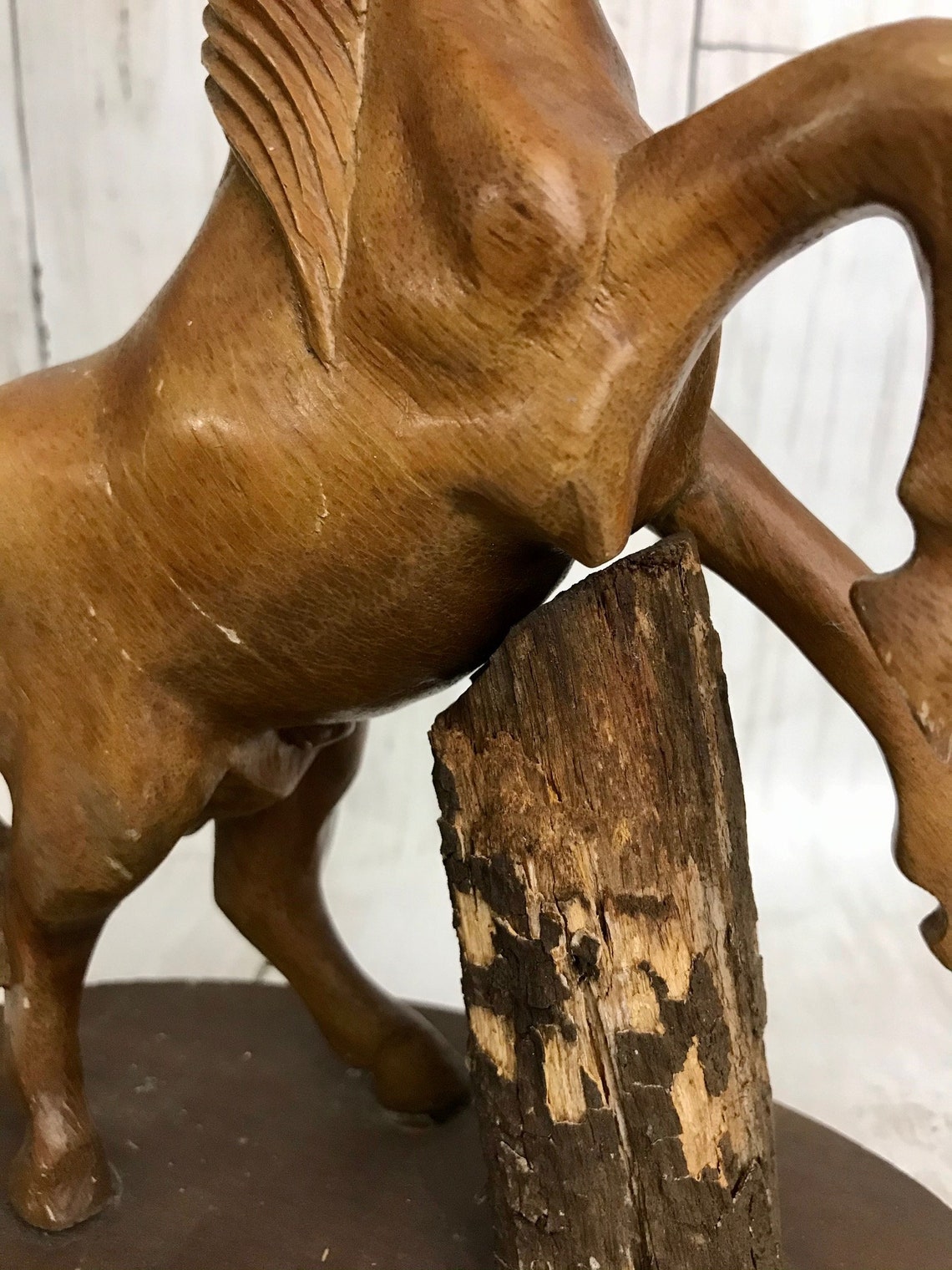 Rearing Stallion Wood Wooden Carved Horse Vintage Equestrian - Etsy