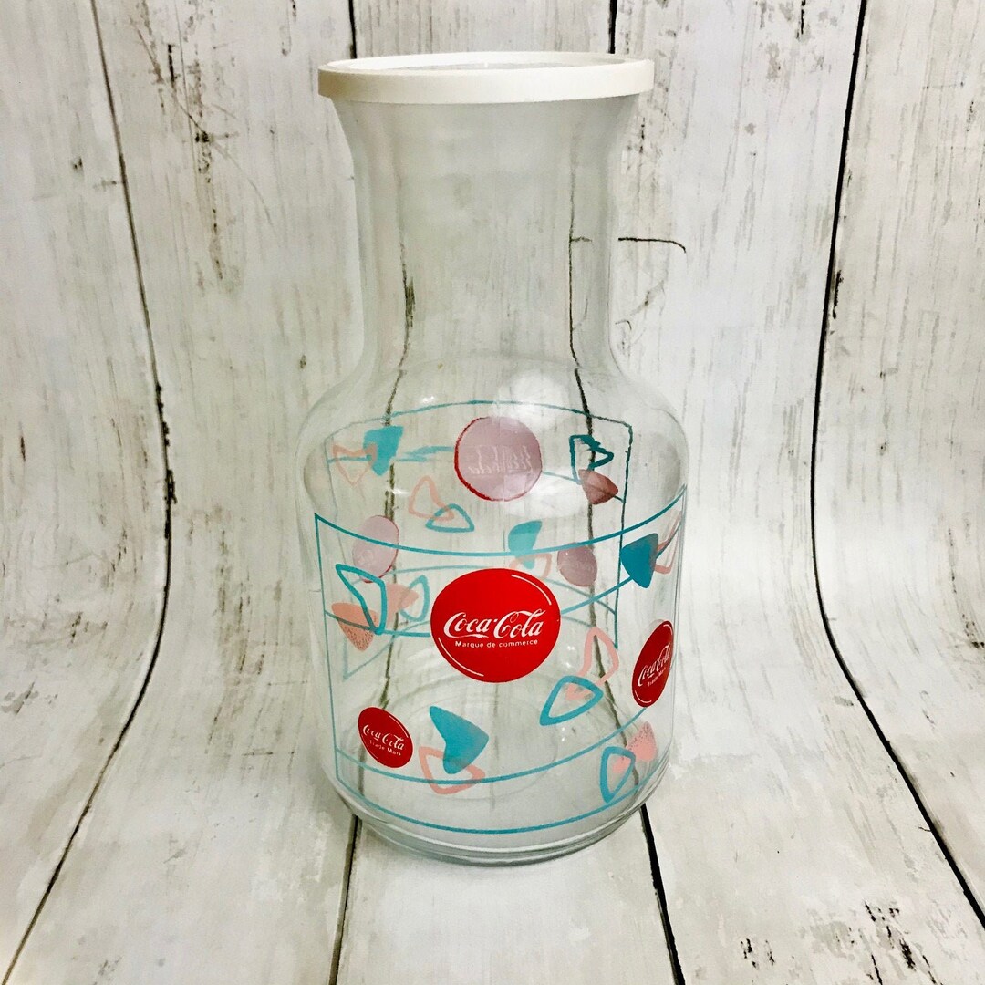 Rare Coca-cola Coke Licensed Glass Carafe Lid Bilingual Made in Canada ...