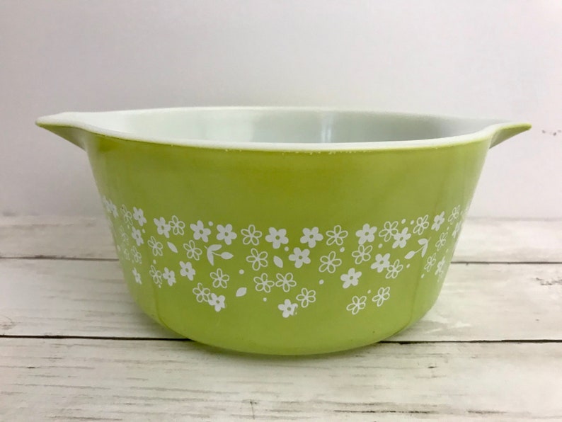 Lot of 2 Pyrex Spring Blossom Green Crazy Daisy 474-B 1.5 QT - Etsy Canada