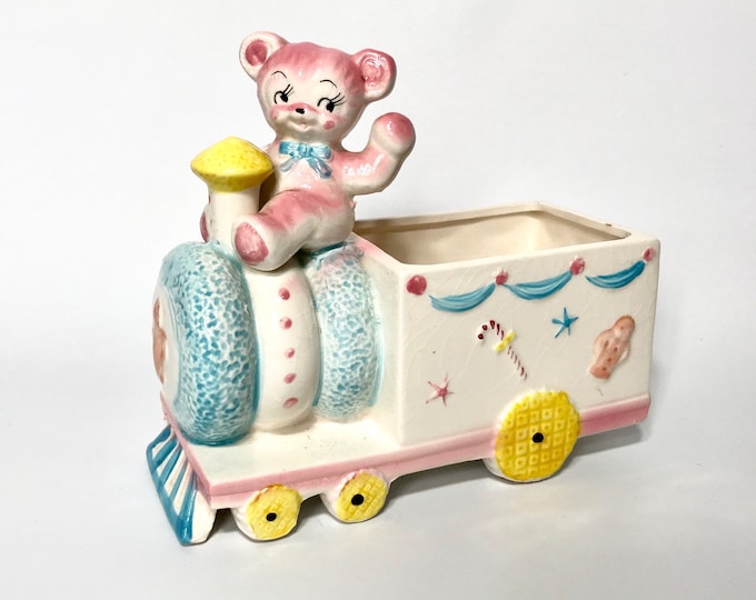 Large Anthropomorphic Pink Teddy Bear Train Engine Kitsch 1960 Samson ...
