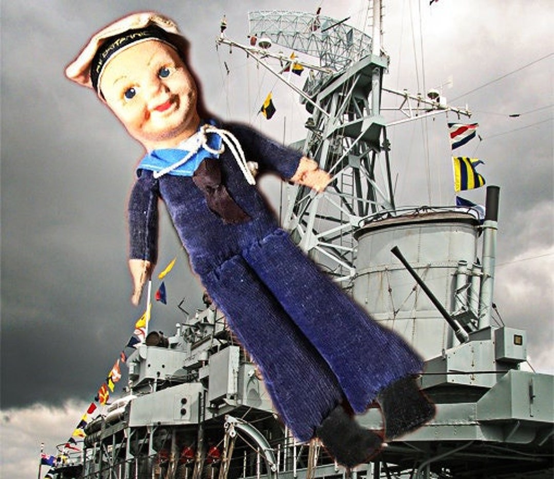 Norah Wellings Jollyboy Sailor Doll MV Britannic Vintage Novelty Made in England Blue Eyes ...