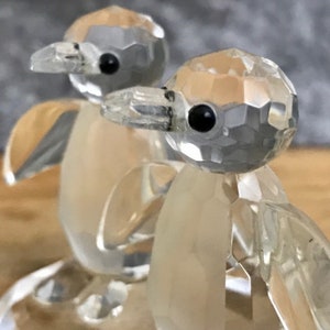 Glass Crystal Penguins Penguin Pair on Ice Floe Clear Frosted Antarctic ...