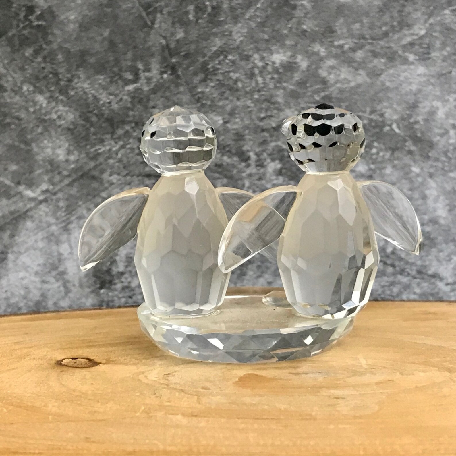 Glass Crystal Penguins Penguin Pair on Ice Floe Clear Frosted - Etsy