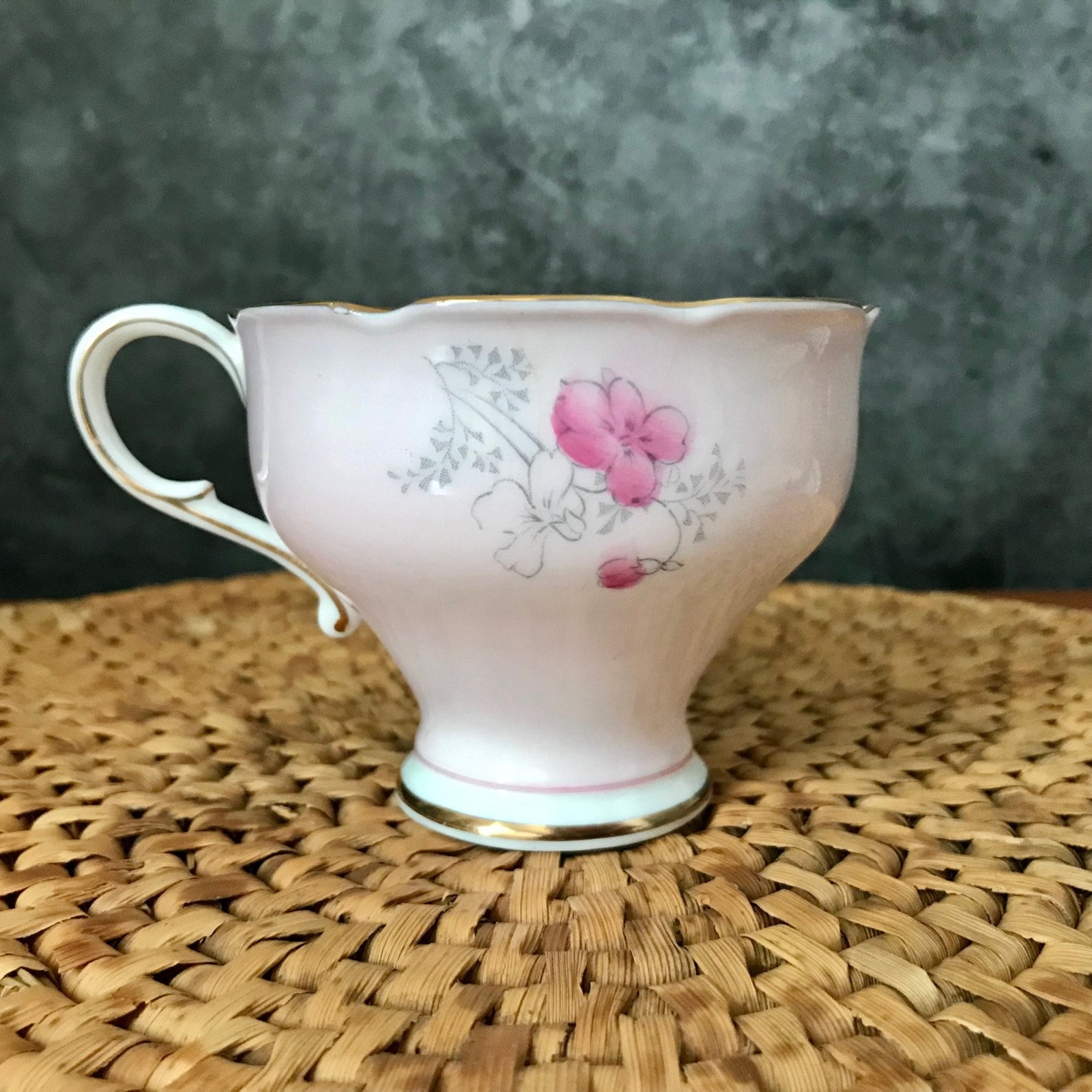 Pale Pink Paragon Teacup and Saucer Tea Cup Floral Flowers Scalloped ...