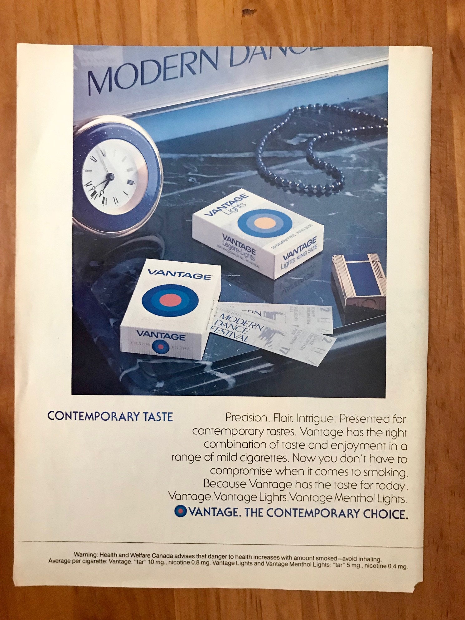 1982 Vantage Cigarette Ad Original Vintage Canadian Living Magazine ...