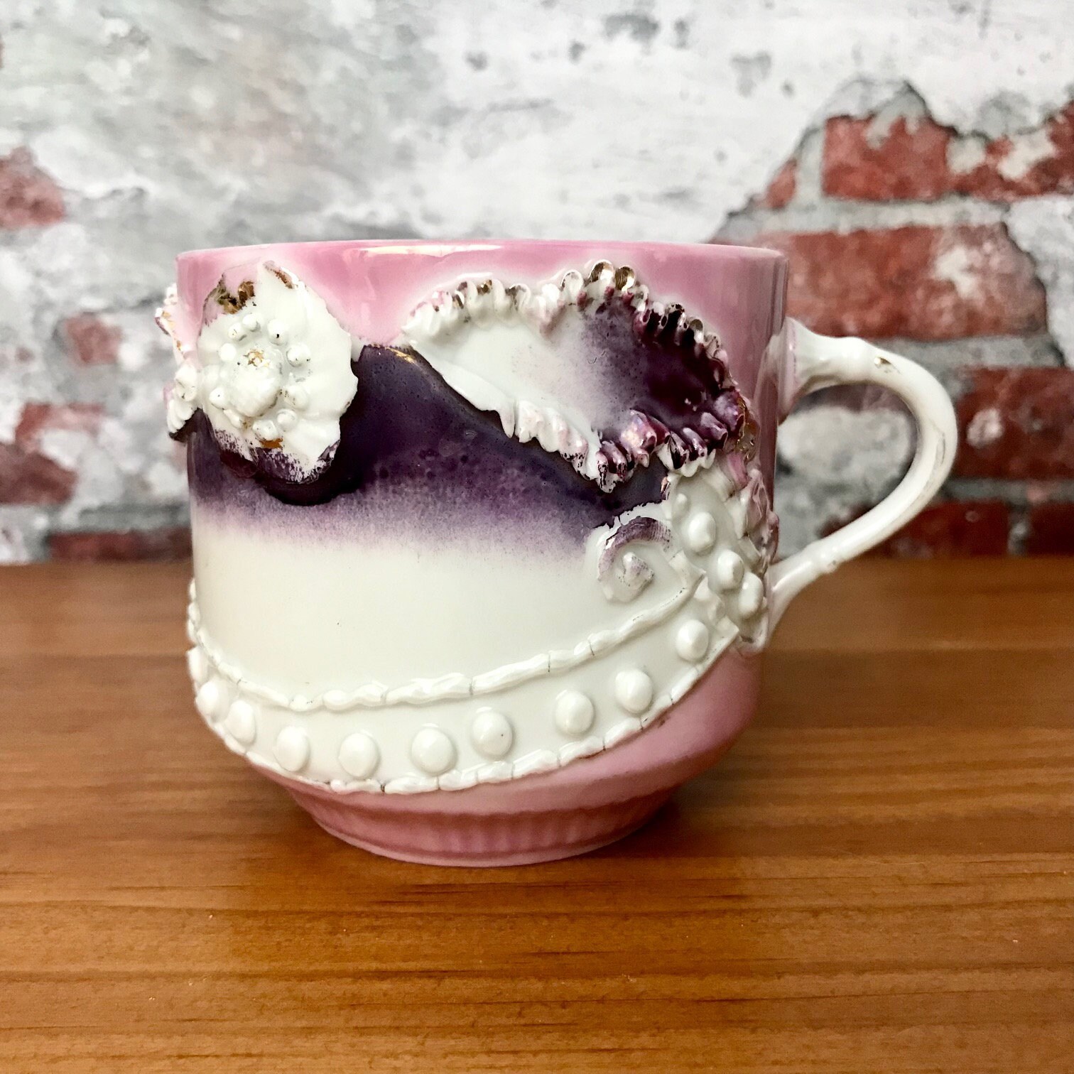 Antique Teacup and Saucer Tea Cup Set Pink Purple White Made - Etsy