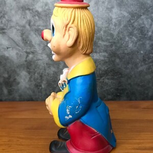 Squeaker Clown Rubber Made in Taiwan Vintage Toy Hobo Circus Blond Blue ...
