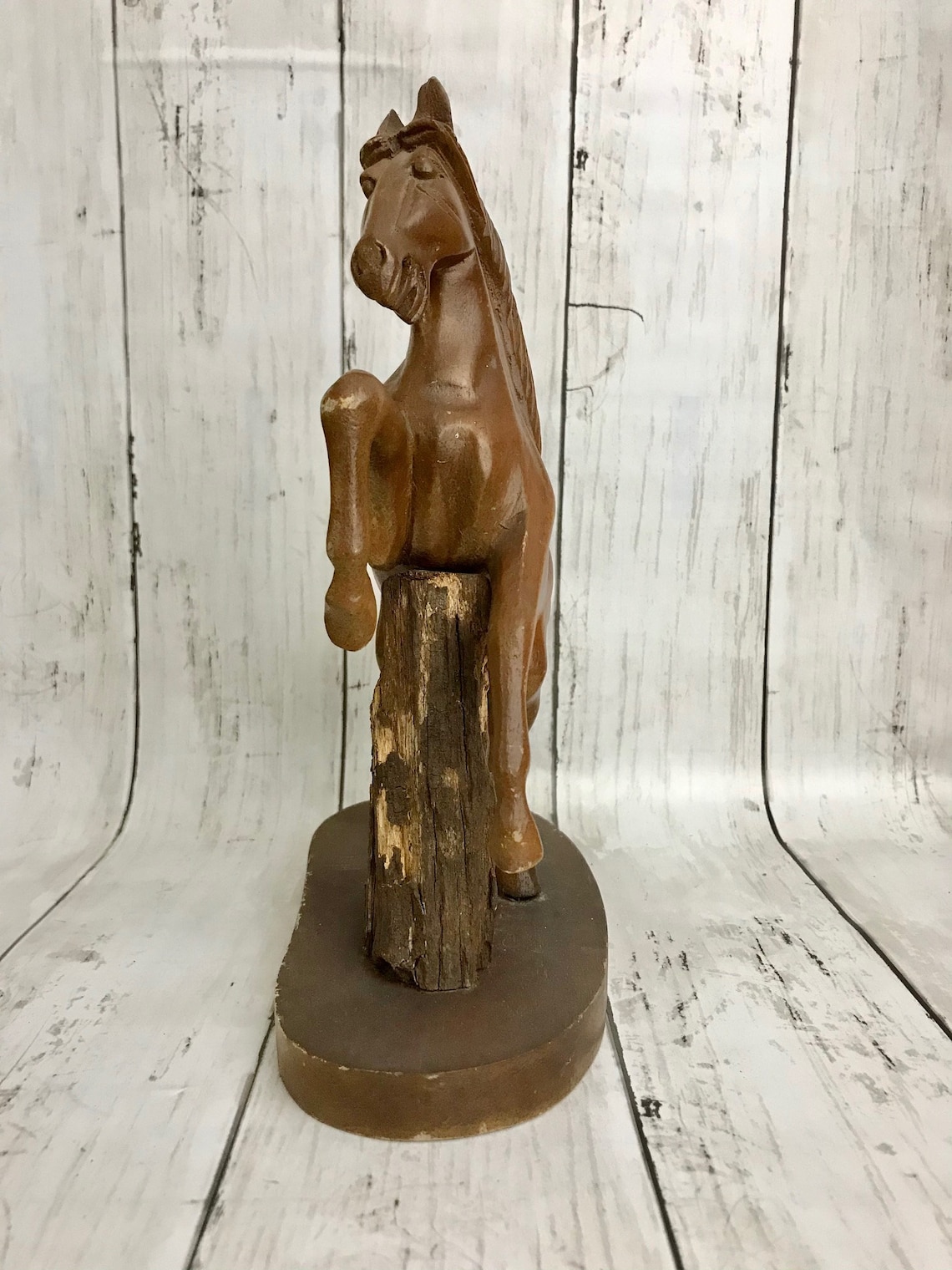 Rearing Stallion Wood Wooden Carved Horse Vintage Equestrian - Etsy