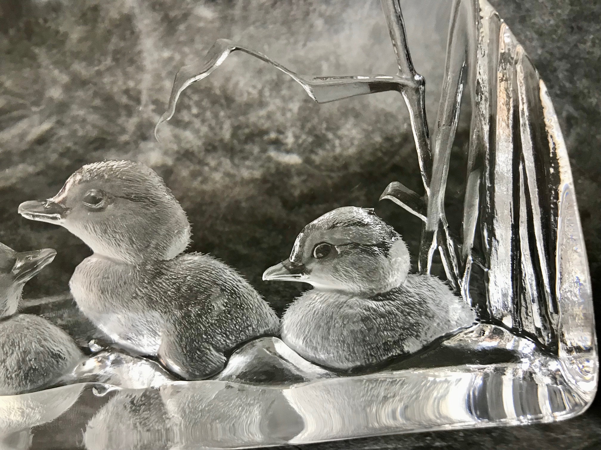 Signed Large Mats Jonasson Ducklings Goslings Sweden Full Lead Crystal ...