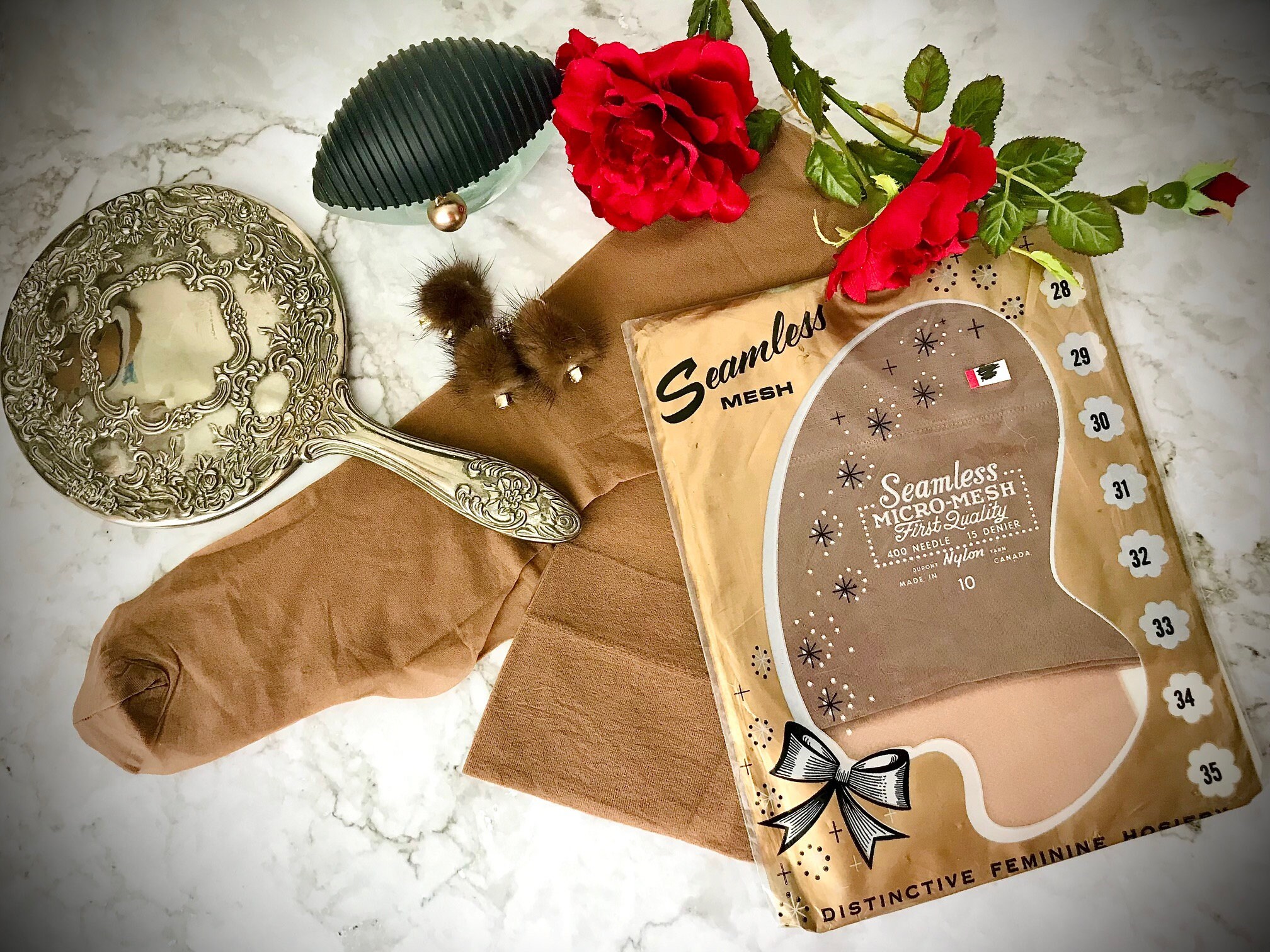 Seamless Micro-mesh Thigh High Stockings Nylons Vintage MCM Fashion ...