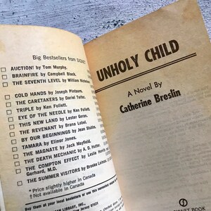 Lot of 2 Horror Novels First Edition Printing Unholy Child Catherine ...