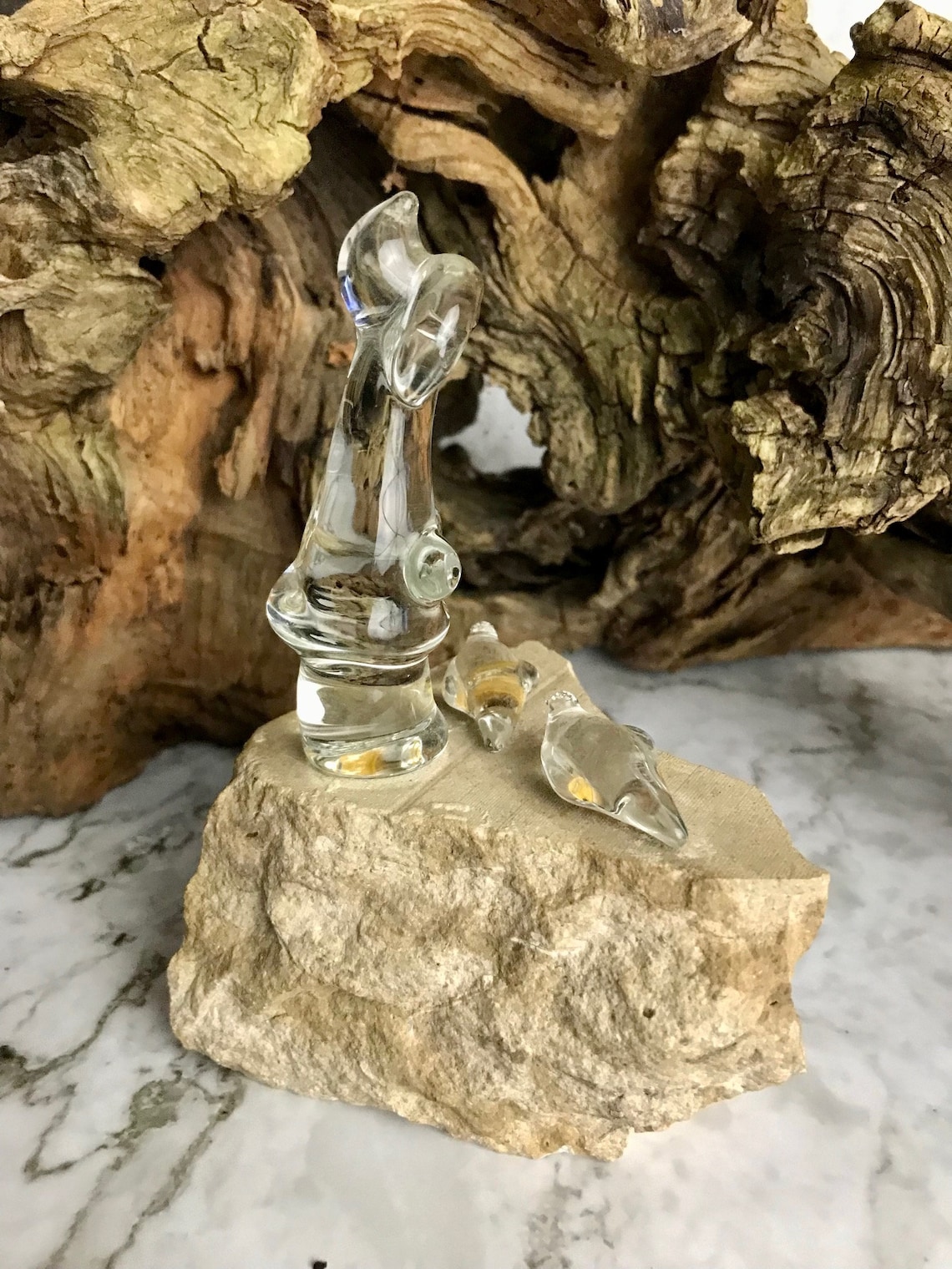 Inuit Figure Clear Glass Seals Seal Pups Stone Base Vintage - Etsy