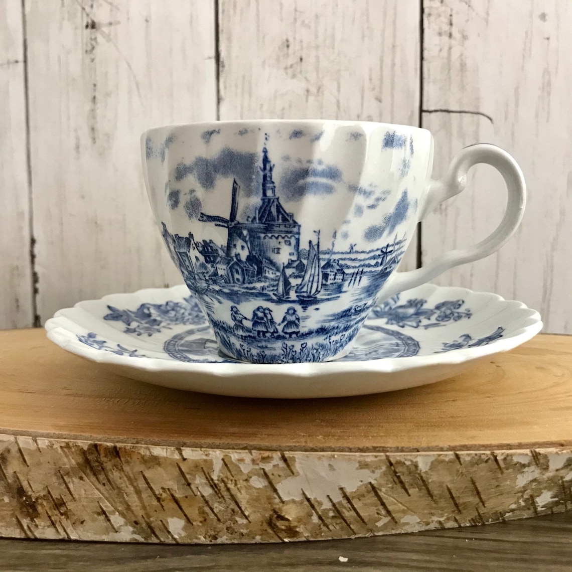 Tulip Time Tea Cup Teacup and Saucer Set Windmill Blue | Etsy