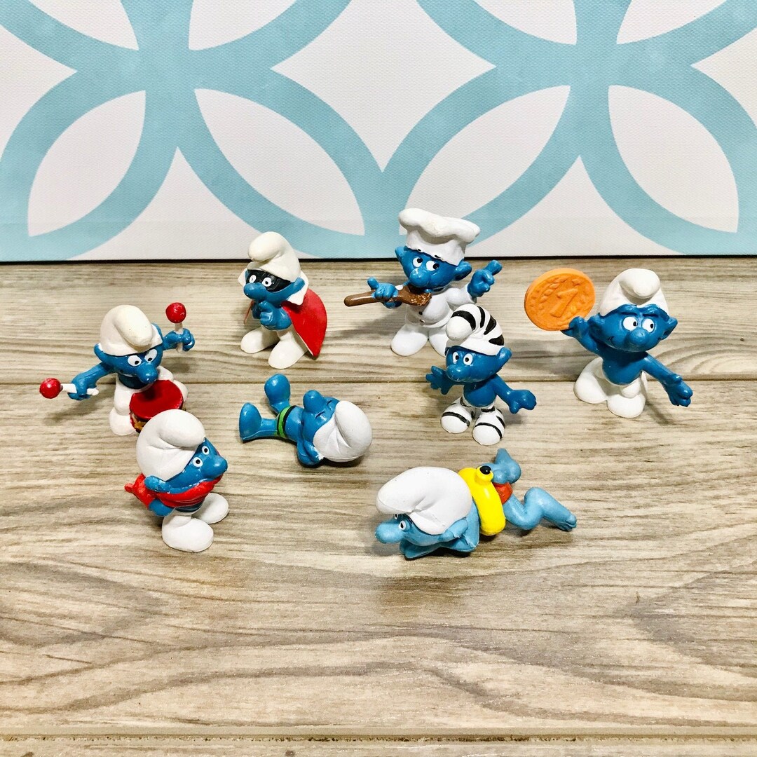 Lot of 8 Smurfs Smurf Figurines Peyo Vintage Made in Hong Kong and West ...
