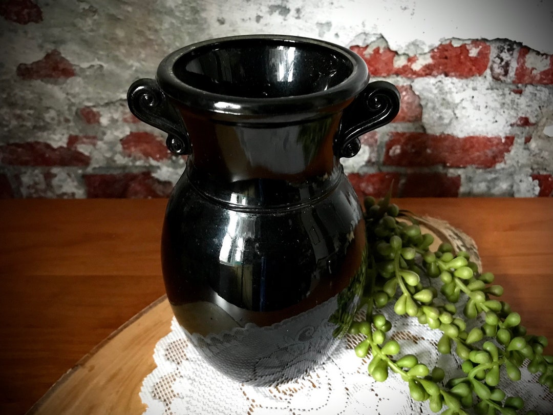 L.E. Smith Black Amethyst Depression Glass Vase Dark Purple - Etsy