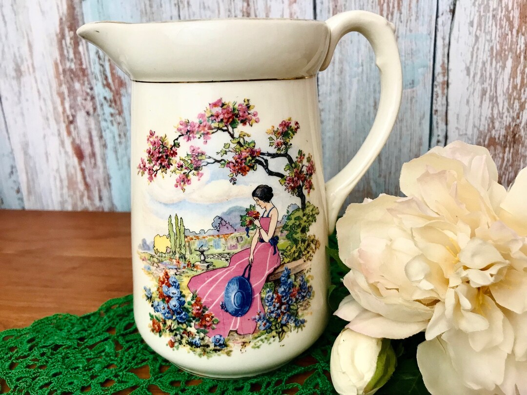 Falcon Ware Pitcher Jug With Handle Made in England Young Woman Long ...