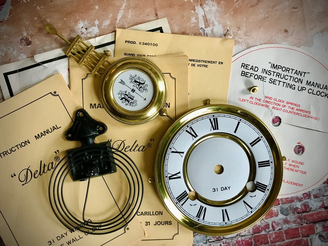 Delta 31 Day Clock Parts Vintage Incomplete Face Pendulum Wire DIY ...