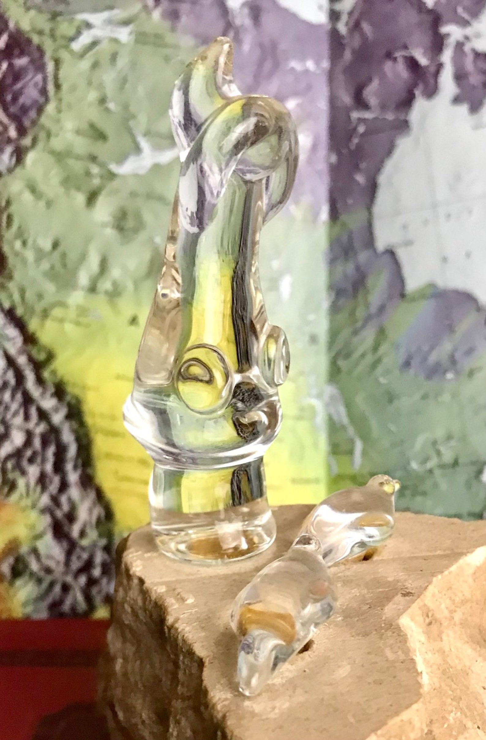 Inuit Figure Clear Glass Seals Seal Pups Stone Base Vintage - Etsy