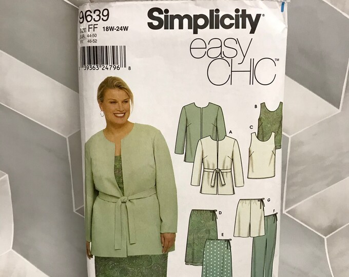 Uncut Simplicity 9639 Size FF 18W to 24W Plus-size Women's Pattern Easy ...