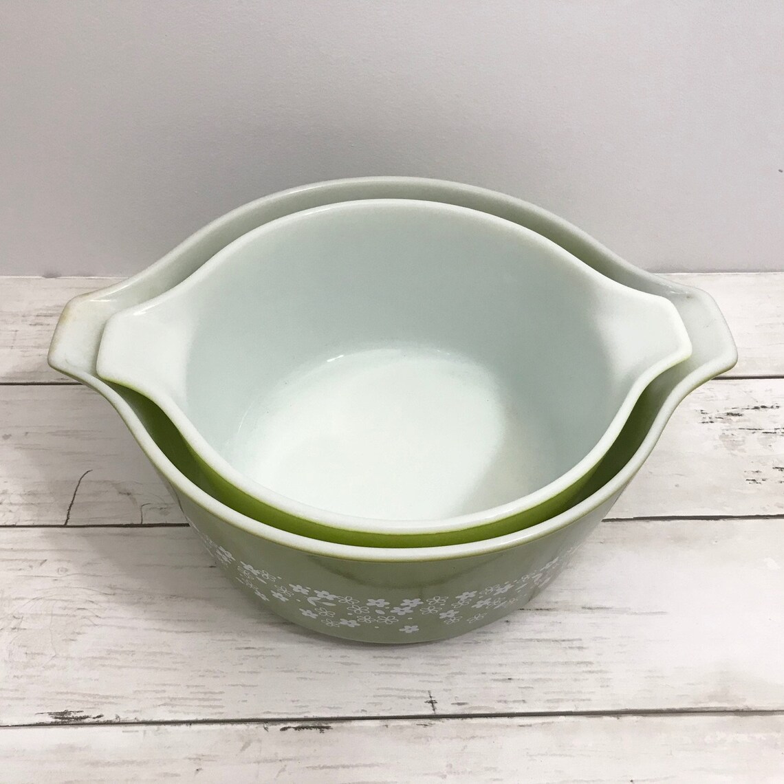 Lot of 2 Pyrex Spring Blossom Green Crazy Daisy 474-B 1.5 QT - Etsy Canada