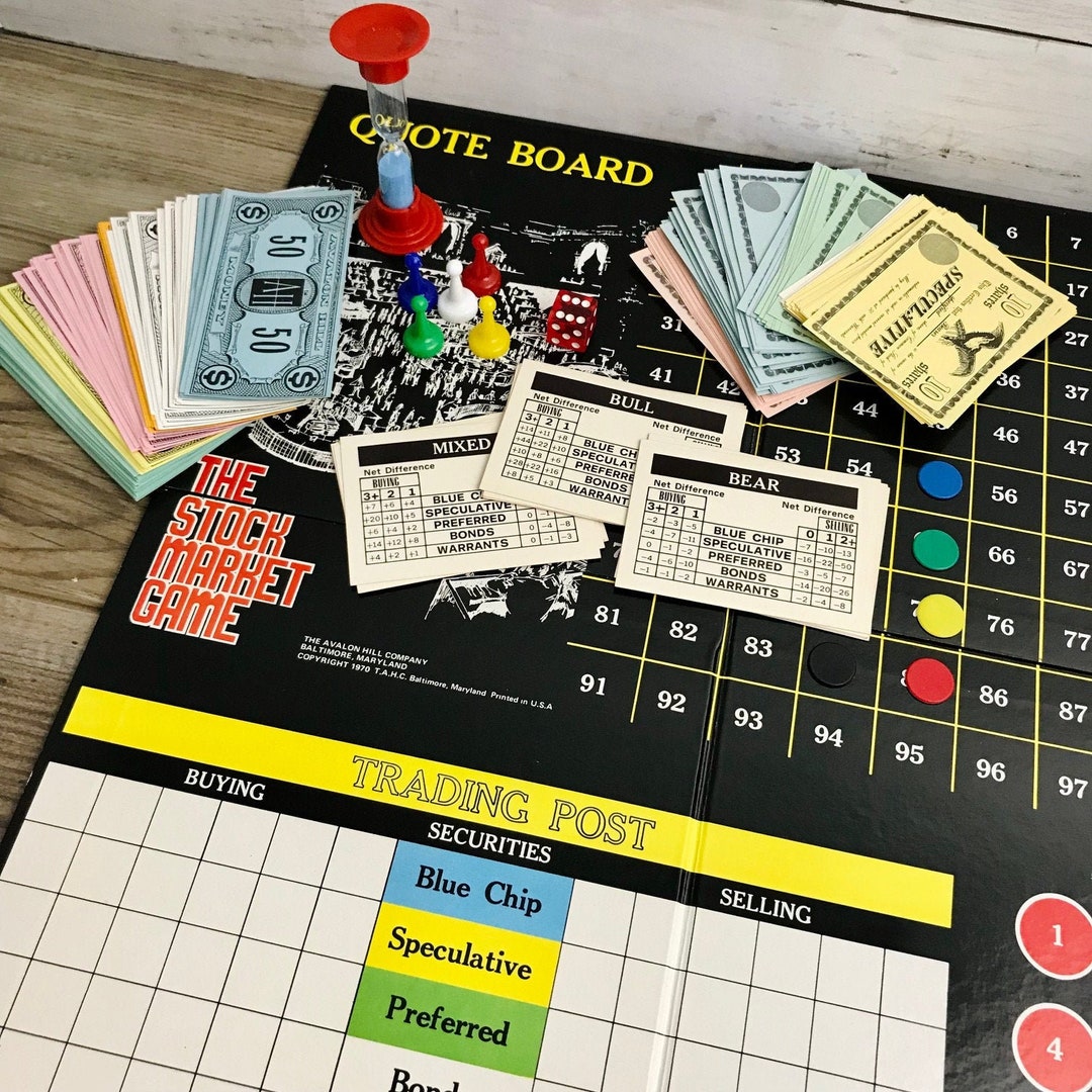 1970 the Stock Market Bookcase Bookshelf Game Night Avalon Hill High ...