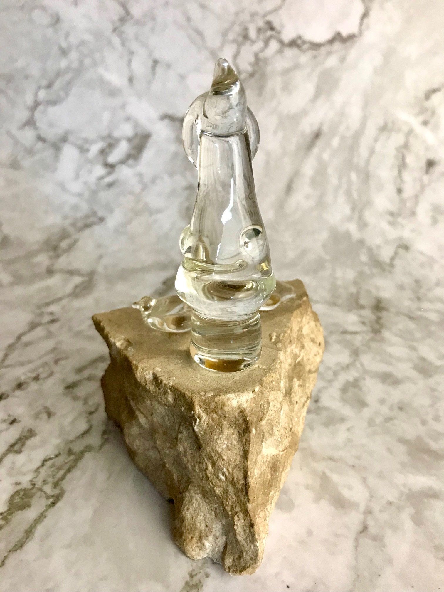 Inuit Figure Clear Glass Seals Seal Pups Stone Base Vintage - Etsy